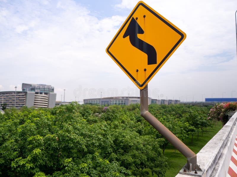 Expressway Arrow Sign Curve Warning Sign Stock Photo - Image of curvy ...