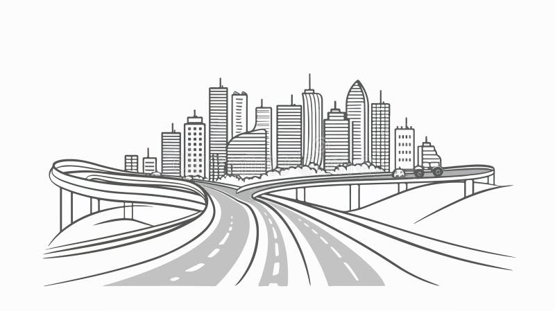 Expressway Continuous Line Art Vector Illustration Stock Illustrations ...