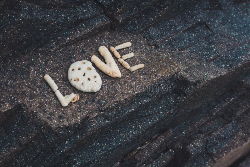Exprima O Amor Feito Dos Shell Recolhidos Em Uma Pedra Do Granito ...