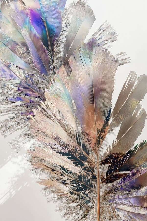 Abstract Representation of Delicate Feathers with Shimmering Hues in ...