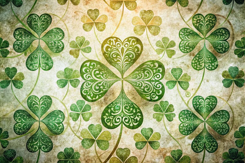 Elegant Abstract Shamrock Patterns VintageInspired Illustrations for ...