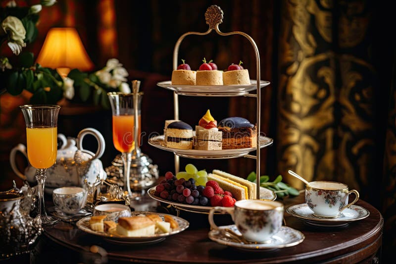 Exquisite Afternoon Tea stock illustration. Illustration of teacup ...