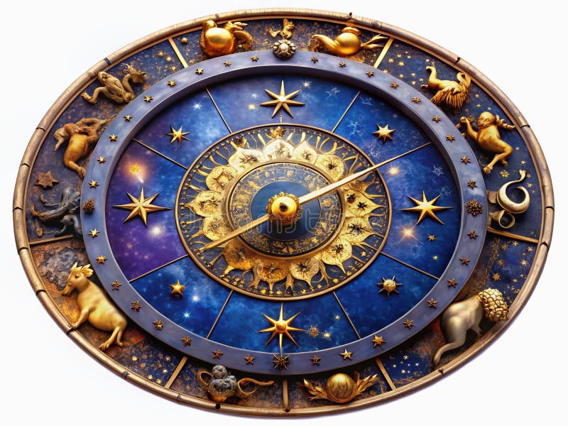 A Timeless Fusion Antique Clock Face with Zodiac Wheel Constellations ...