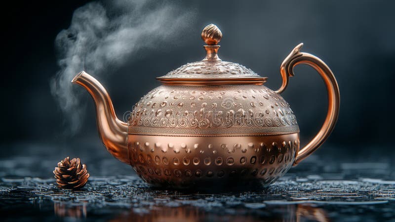 Exquisite Antique Copper Teapot with Steaming Spout in Elegant ...