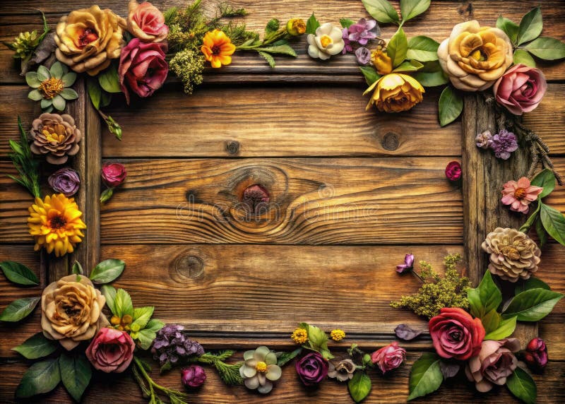 Exquisite Antique Floral Frame a HighDefinition Rustic Wooden Design ...