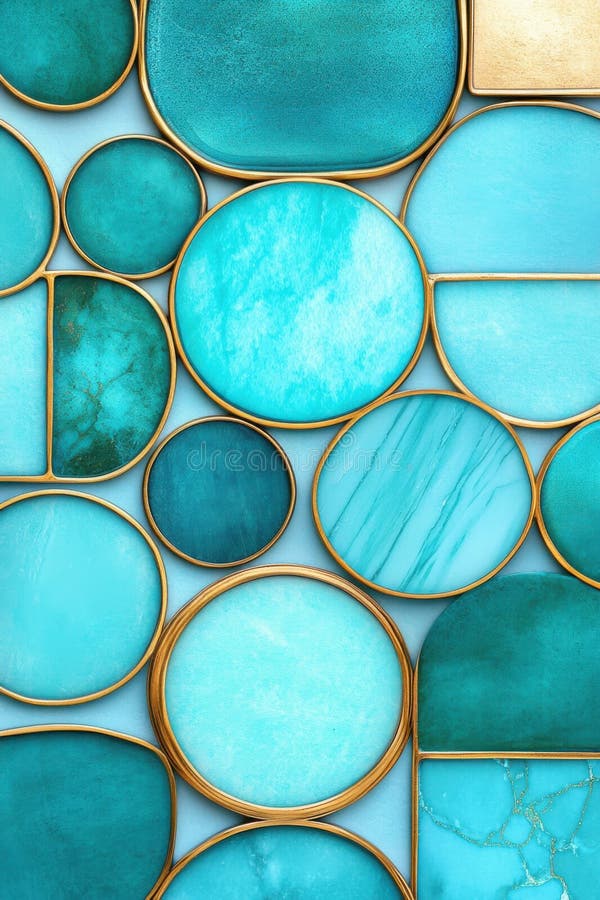 Beautiful Flatlay Composition Featuring Turquoise and Gold Textures on ...