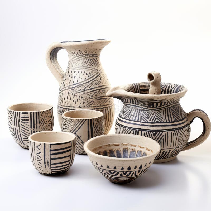 Exquisite Arretine Ware Ceramic Collection on White Background Stock ...
