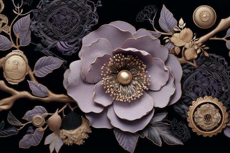 Exquisite Artificial Floral Relief Illustration with Meticulous Design ...