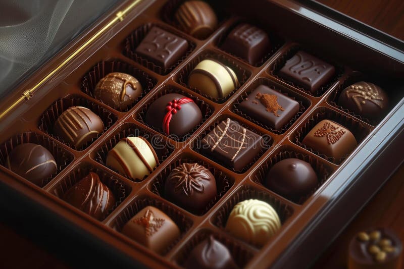 Exquisite Assorted Chocolate Box Delight Stock Image - Image of ribbon ...