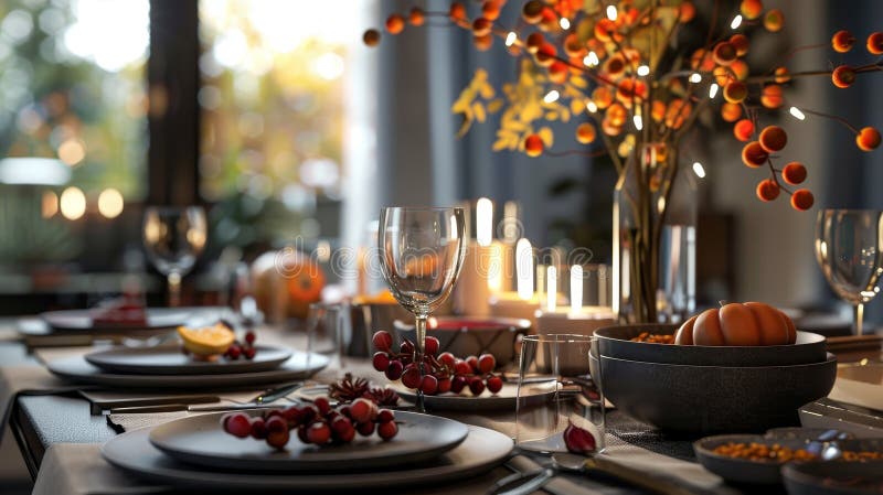 Exquisite Autumn Themed Table Setting Captured in a Realistic and ...