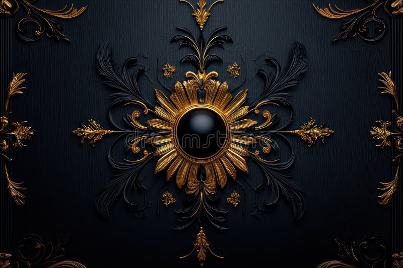 Exquisite Baroque Artwork with Gold and Black Patterns, Dramatic ...
