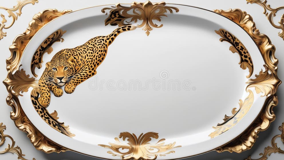 Exquisite Baroque Leopard Print Serving Platter a Statement Piece for ...