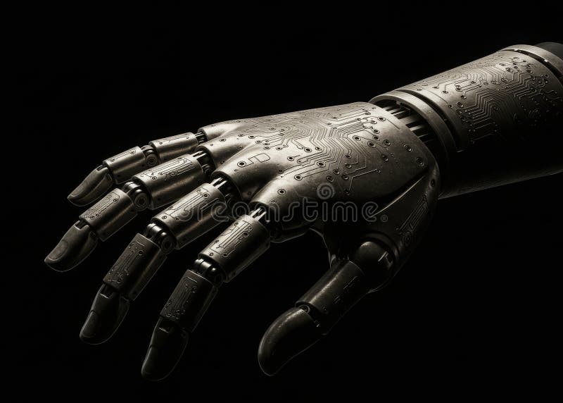 An Exquisite Bionic Prosthetic Arm with Detailed Engraving on a Metal ...