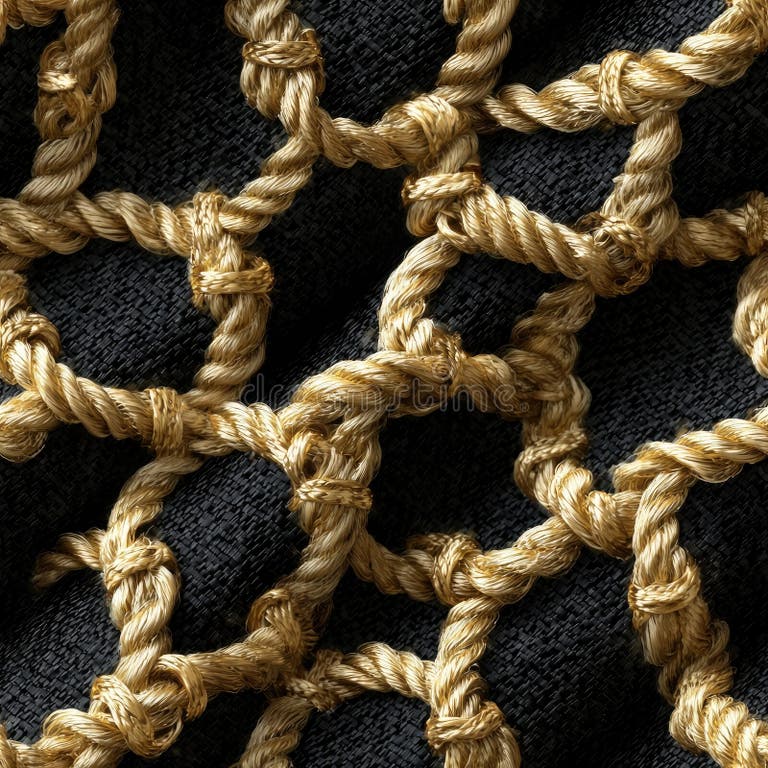 Exquisite Black Fabric Adorned with a Grid of Golden Threads Creates a ...