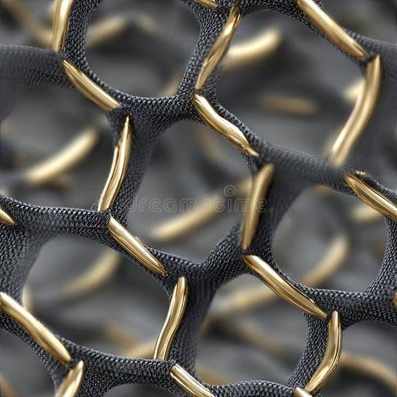 Exquisite Black Fabric Adorned with a Grid of Golden Threads Creates a ...