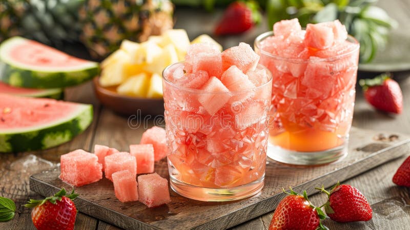 Exquisite Blend Pineapple, Watermelon, and Strawberry Fusion Captured ...