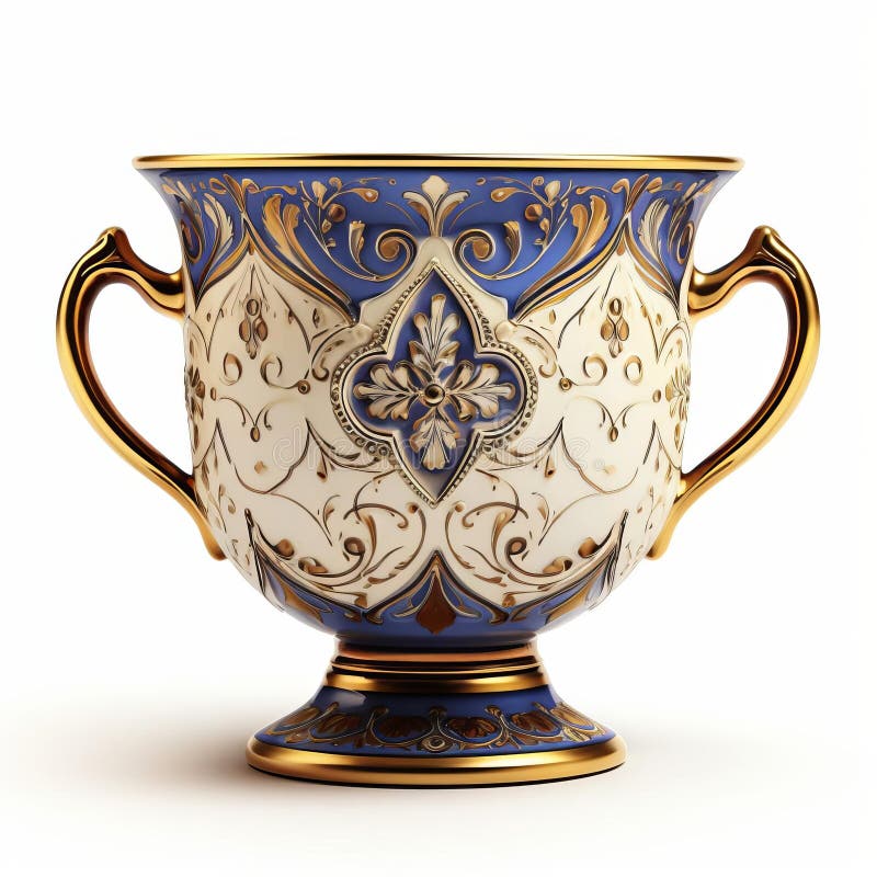 Exquisite Blue and White Porcelain Footed Cup Isolation Stock ...