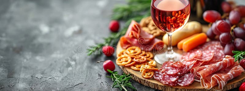 An Exquisite Board of Starters with Cold Meats, Cheeses, Fruit and ...