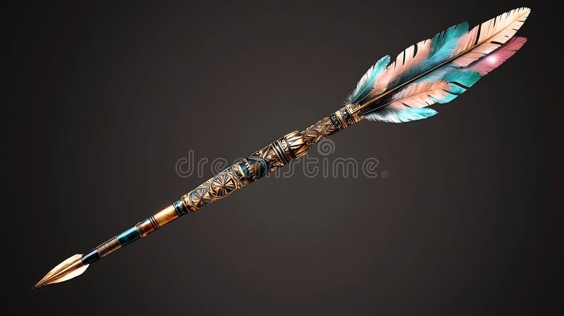 Exquisite Boho Arrow with Glowing Pastel Feathers and Intricate Tribal ...