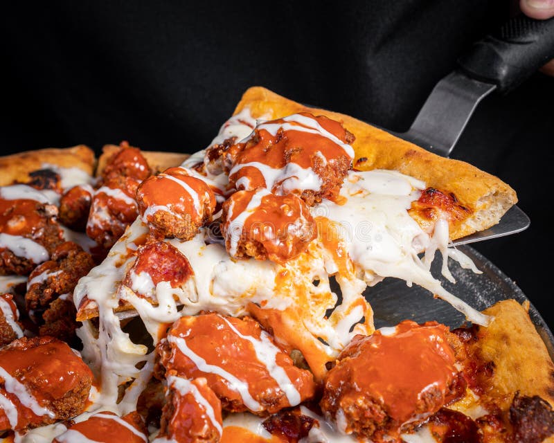 Exquisite Boneless Pizza with Buffalo and Cheese Stock Photo - Image of ...