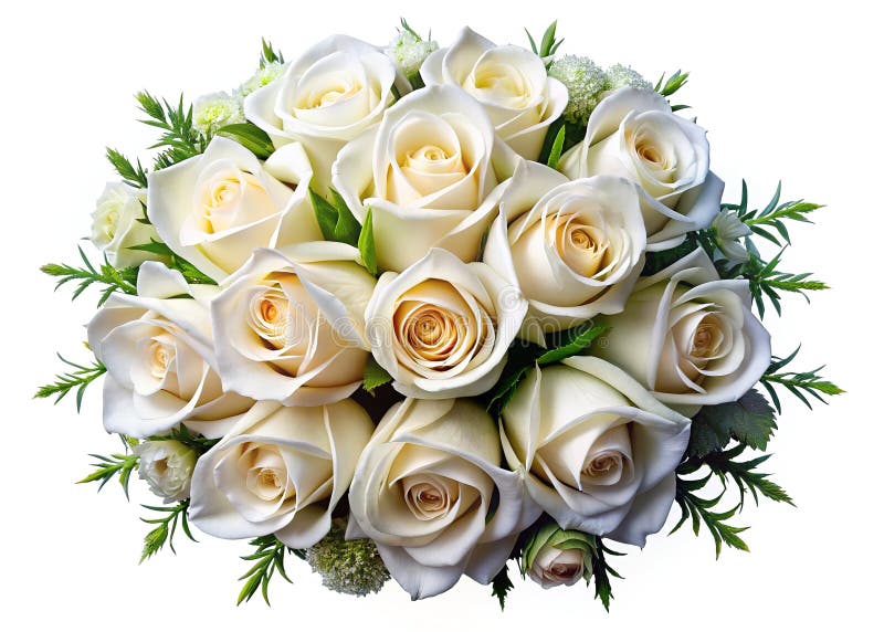 Stunning Isolated Bouquet of White Roses with Sharp Thorns on a Transparent Background Perfect ...