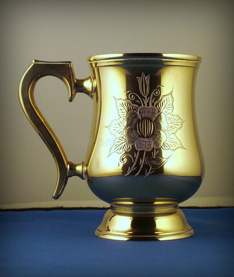 Exquisite Brass Tankard stock image. Image of india, engraved - 37922959