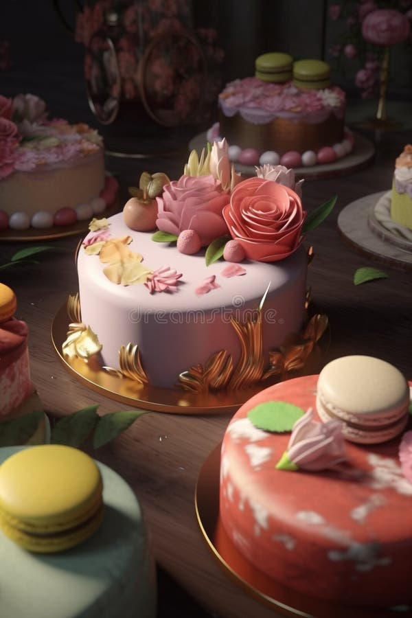 Exquisite Cakes with Beautiful Decor. AI Generated Stock Illustration ...