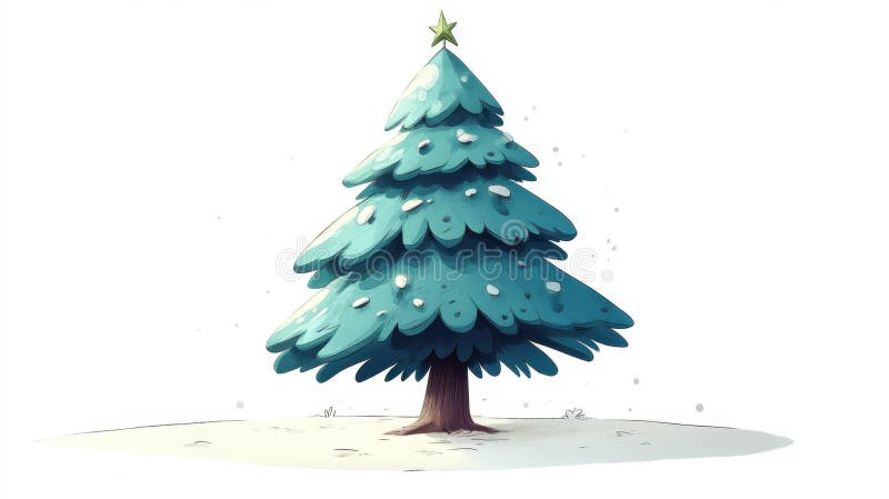 Exquisite Cartoon Christmas Tree Illustration on a Clean White Backdrop ...