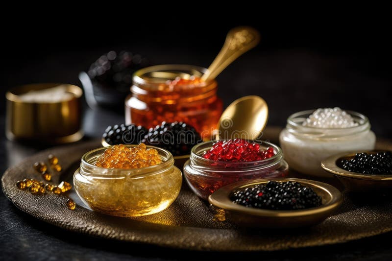 Exquisite Caviar Tasting stock illustration. Illustration of culinary ...