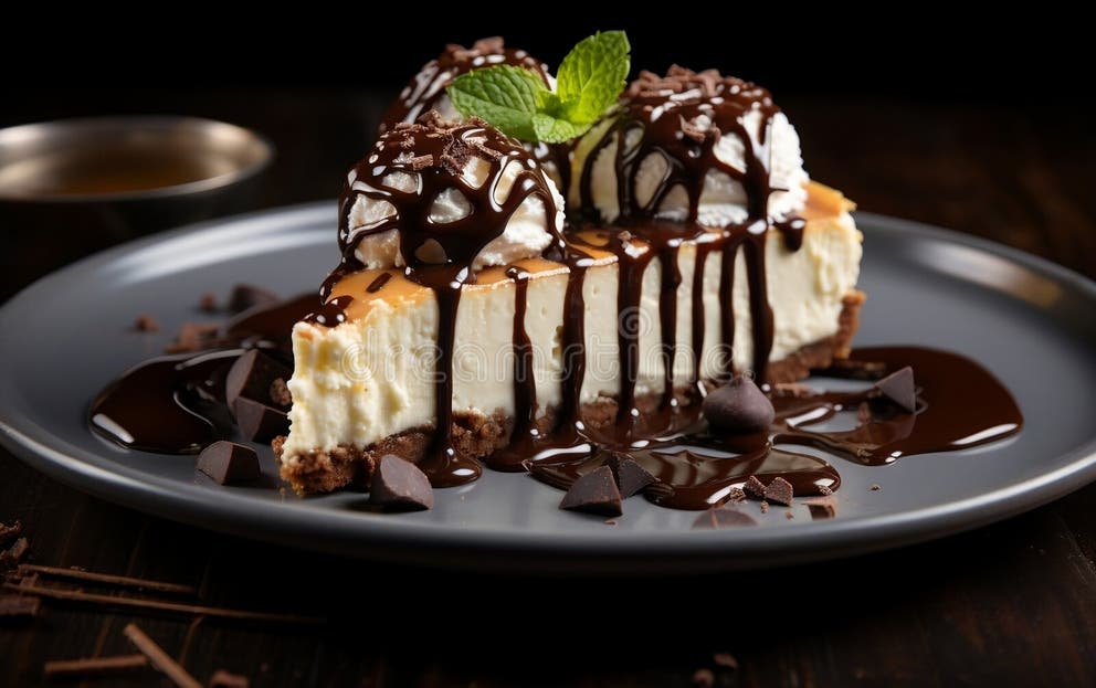 Exquisite Cheesecake Presentation. Generative AI Stock Illustration ...