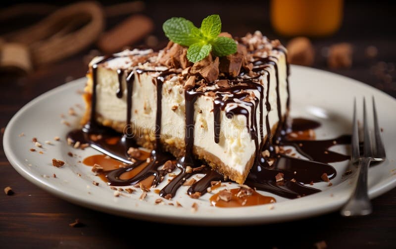 Exquisite Cheesecake Presentation. Generative AI Stock Illustration ...