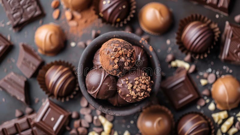 An Exquisite Chocolate Assortment. a Set of Sweets Made of Chocolate ...