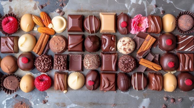 An Exquisite Chocolate Assortment. a Set of Sweets Made of Chocolate ...