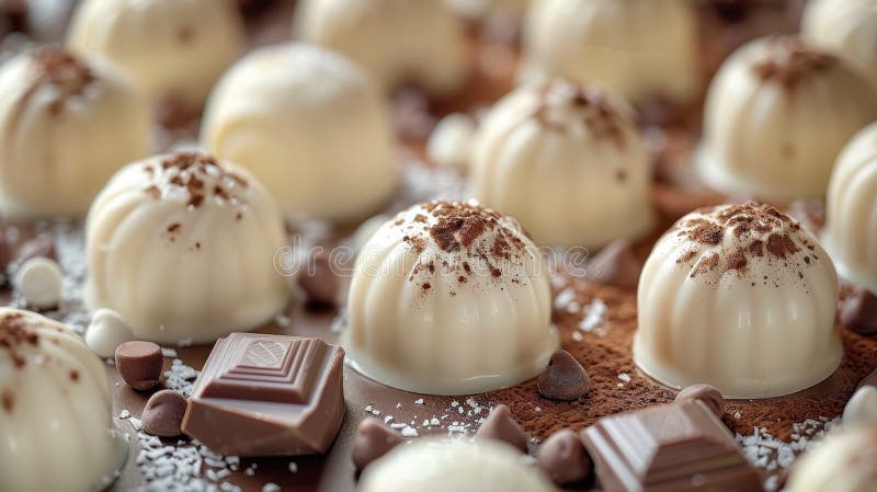 An Exquisite Chocolate Assortment. a Set of White Chocolate Chocolates ...