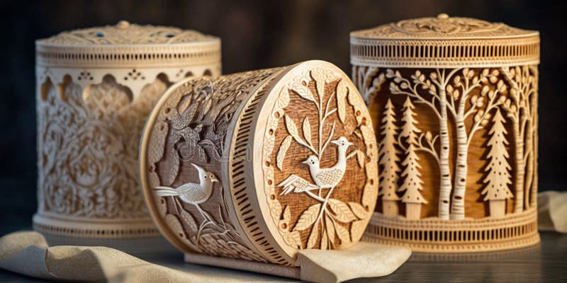 Exquisite Craftsmanship: Traditional Russian Birch Bark Products Stock ...