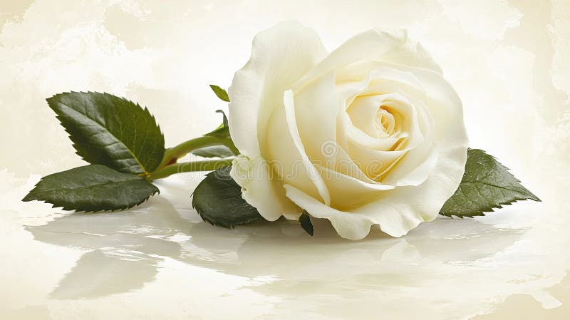 Exquisite Cream Rose on a Light Beige Background Stock Illustration ...