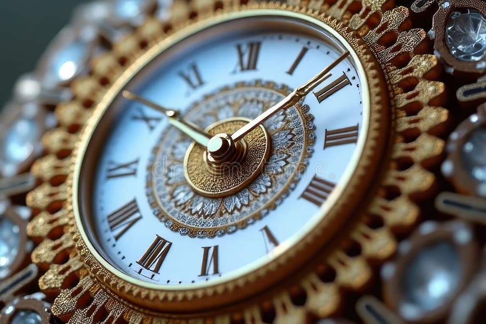 Exquisite Crystal Embedded Timepiece Stock Illustration - Illustration ...