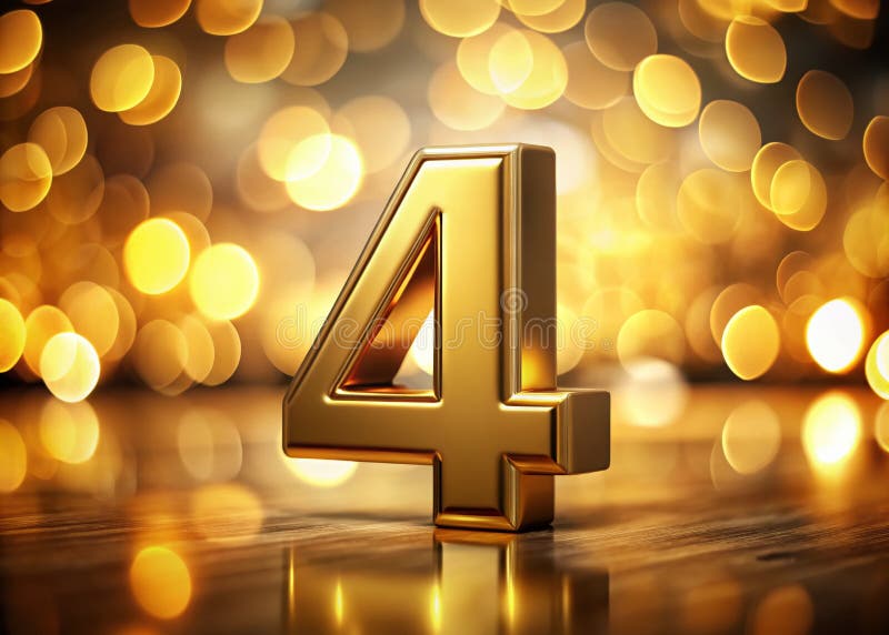 Exquisite 3D Golden Number Four a Luxurious Realistic Render with Deep ...