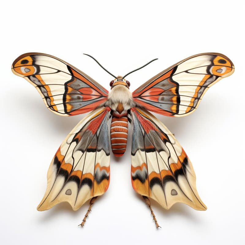 Exquisite 3d Moth with Striking Wing Patterns on White Stock ...