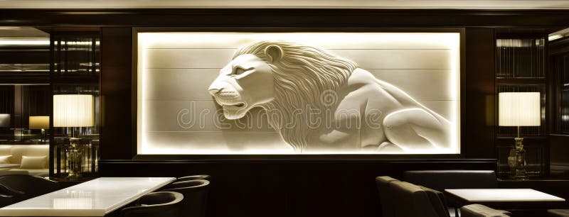 Exquisite 3D Relief Wallpaper with Stunning Lions Stock Photo - Image ...