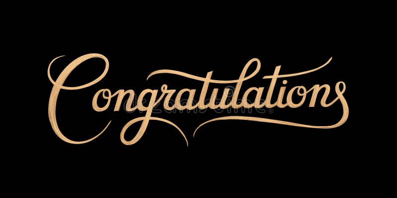 Elegant Golden Congratulations Calligraphy on Black Background Stock ...