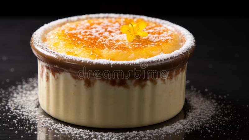 Exquisite Delight: Custard with a Subtle Powdered Sugar Dusting Stock ...