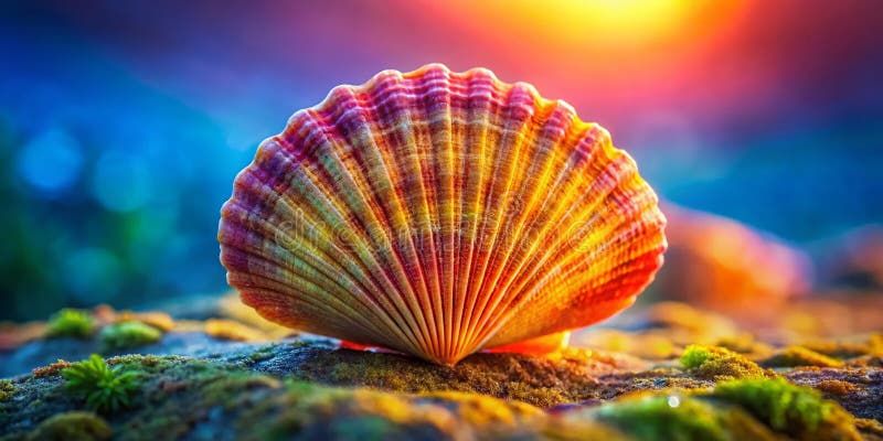 Exquisite Detail of a Miniature Scallop Shell a Closeup Exploration of ...