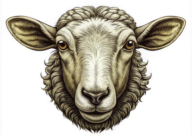 Vintage Sheep S Head Engraving: a Classic Monochrome Illustration ...