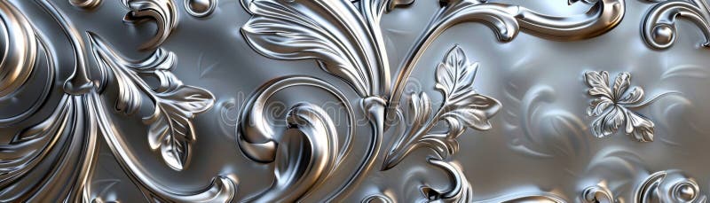 Exquisite and Detailed Metal Wall Sculpture with a Silver Finish Stock ...