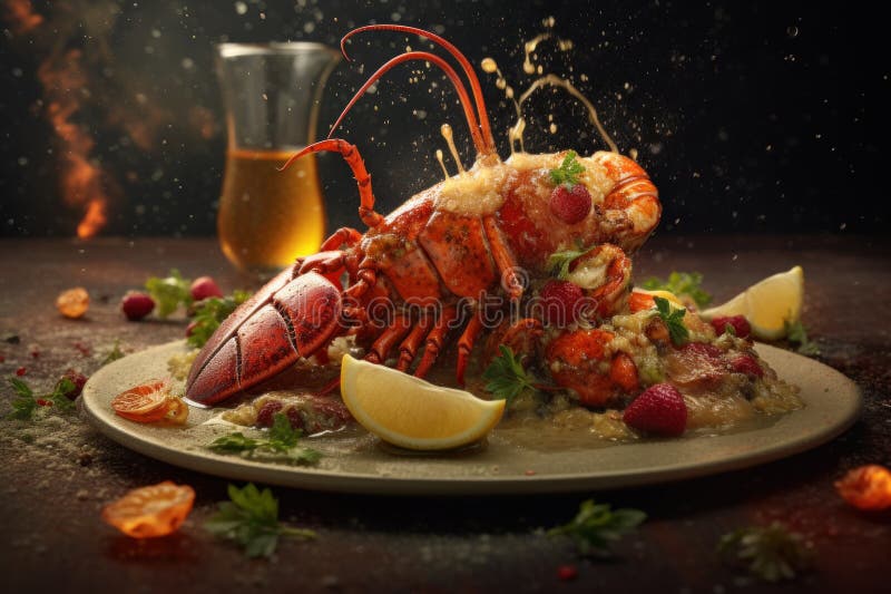 Saffron Risotto with Lobster Stock Illustration - Illustration of ...