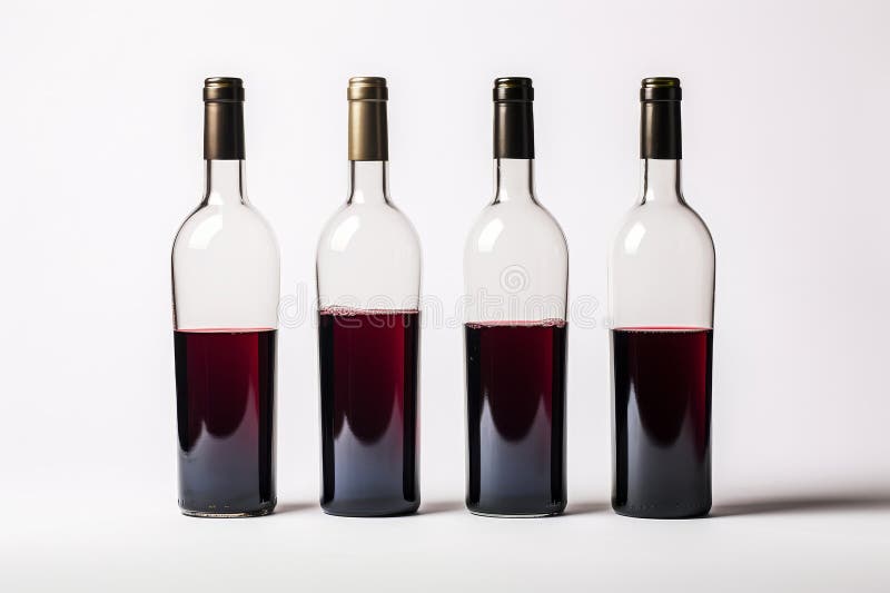 Exquisite Display Isolated Italian Red Wine Bottles on White Background ...