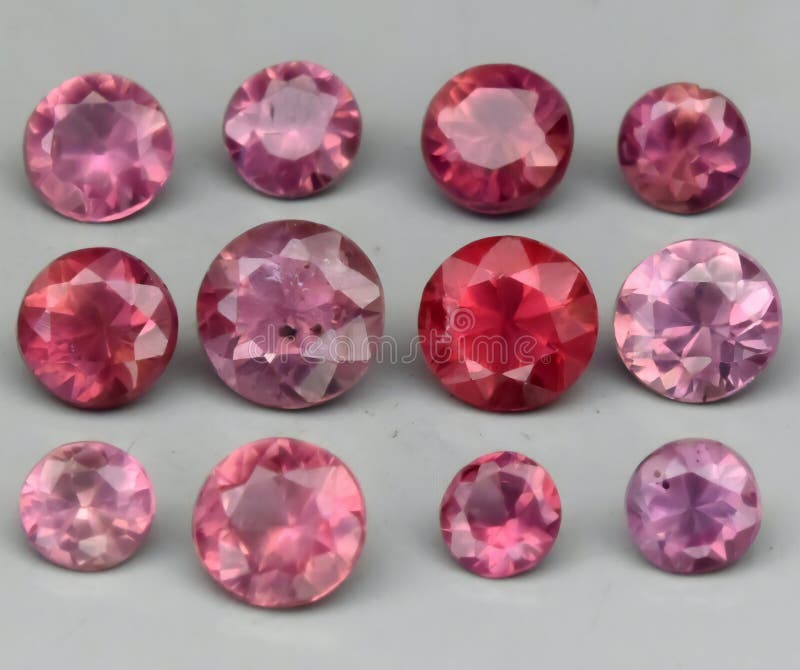 Exquisite Display of Radiant Pink and Red Colored Gemstones Sparkling ...