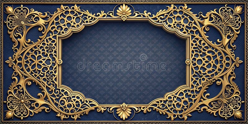 Exquisite Double Frame Border Design Elegant Navy Gold Options for ...