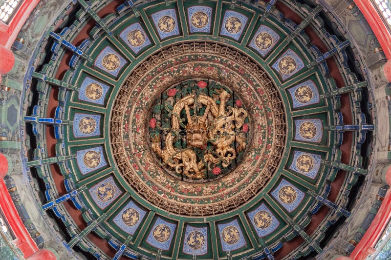 Exquisite Dragon Ceiling of the Forbidden City Stock Photo - Image of ...